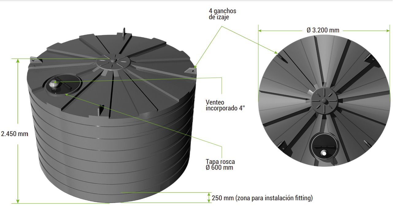 ESTANQUE DE AGUA VERTICAL AQUATANK TITAN 15000 LITROS - Purificatec SPA ...
